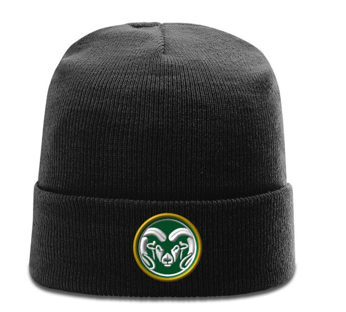 CSU Rams Black SOLID KNIT Beanie W/ CUFF